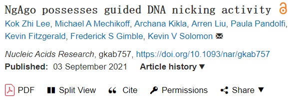 韩春雨发现的“NgAgo”被证明具有低温引导性DNA切刻酶活性 - 生物通